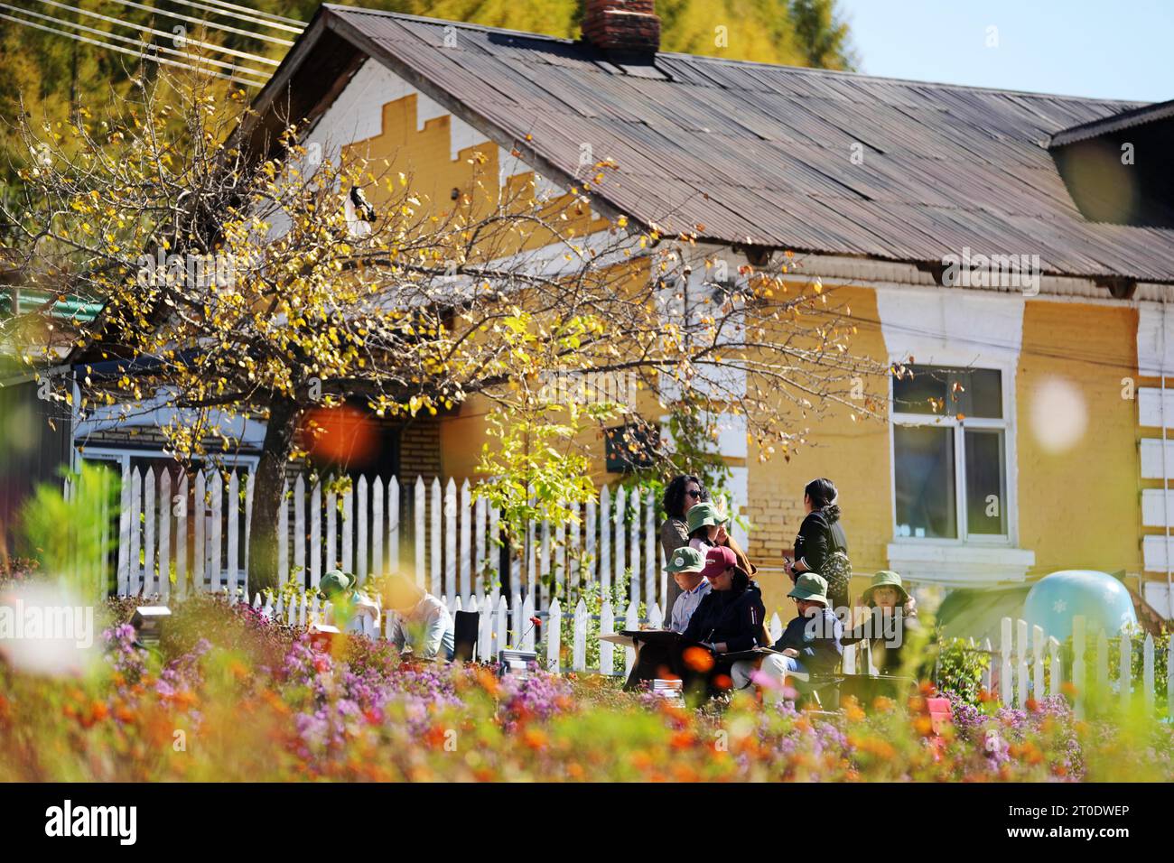 Harbin, China's Heilongjiang Province. 2nd Oct, 2023. Students paint at ...