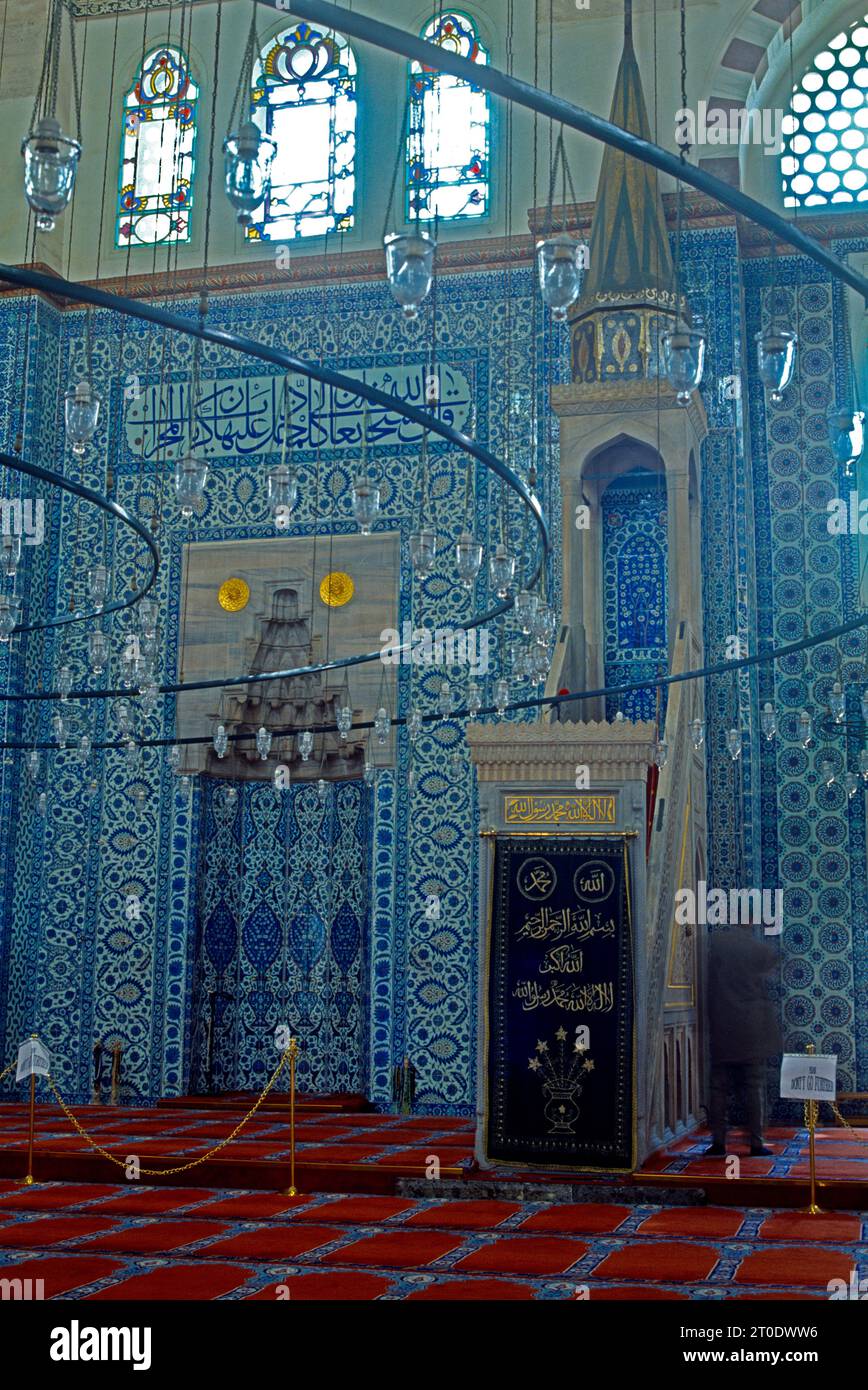 Istanbul Turkey Rustem Pasha Camii Iznik Tiles Qibla Wall Mihrab and ...