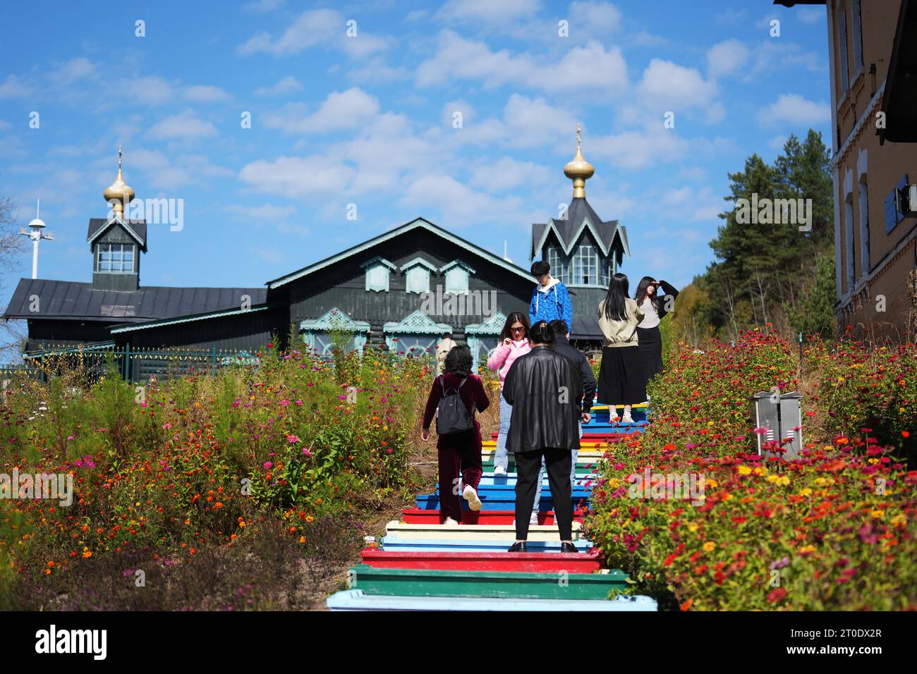 Harbin, China's Heilongjiang Province. 2nd Oct, 2023. Tourists visit a ...