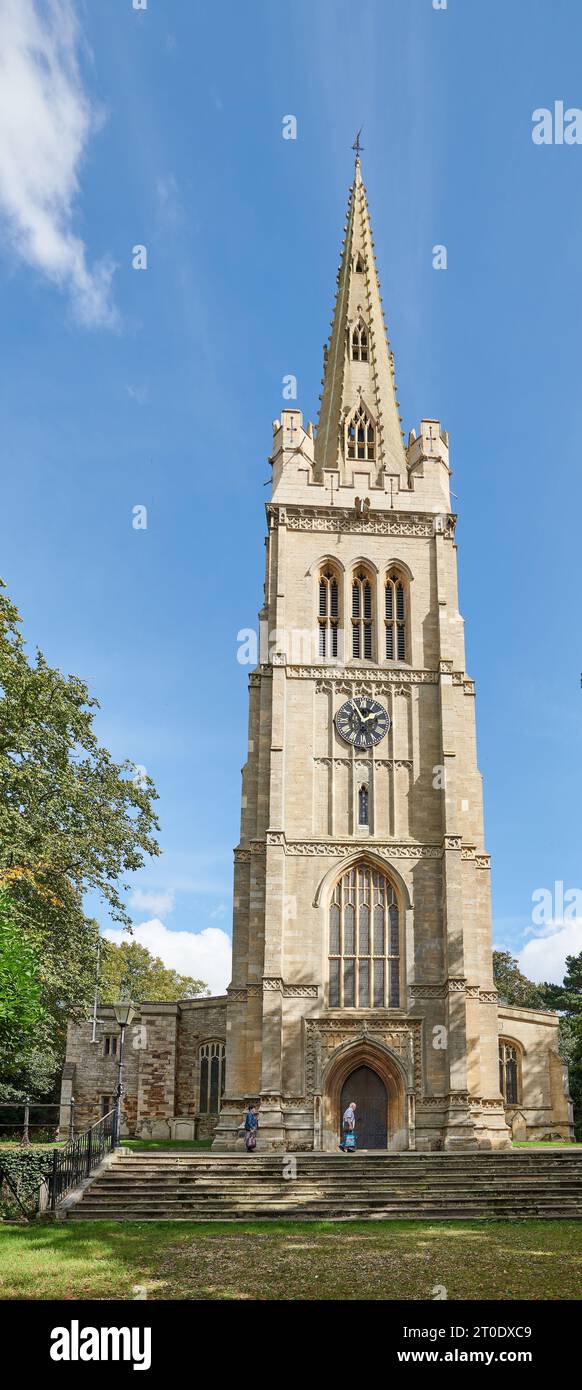The west end tower and spire at the christian parish church of St Peter ...
