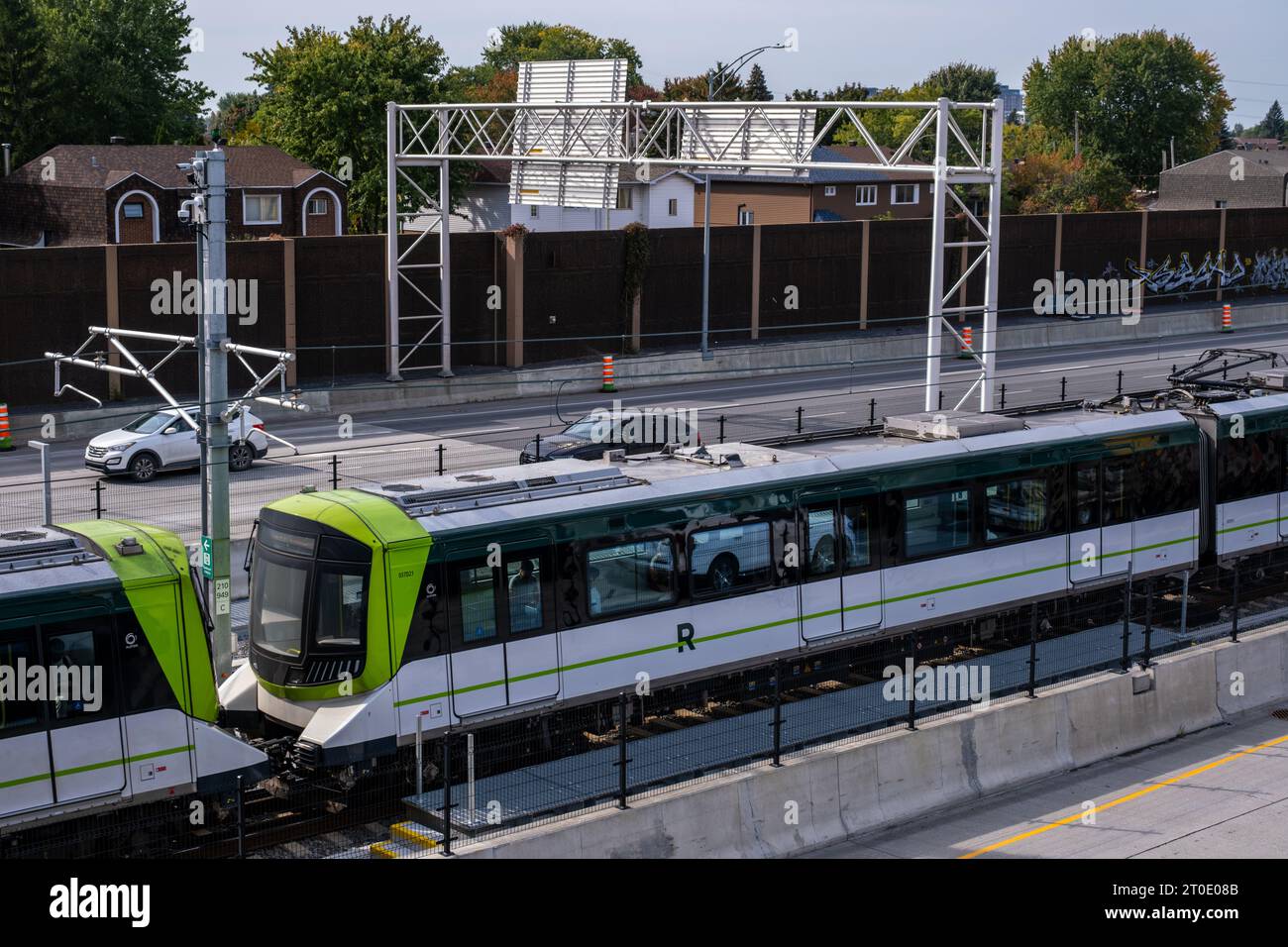 Brossard, CA - 5 October 2023: Reseau express metropolitain (REM) train ...