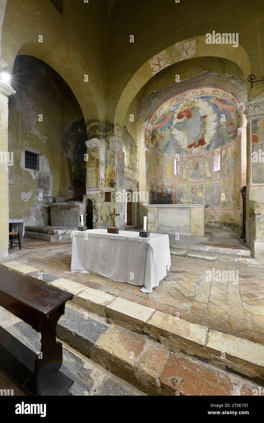 Ferentillo (Umbria - Tr), abbey of San Pietro in Valle. Church interior ...