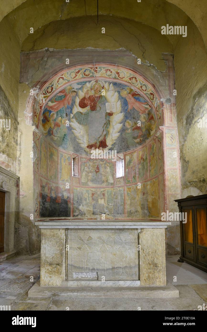 Ferentillo (Umbria - Tr), abbey of San Pietro in Valle. Church interior ...