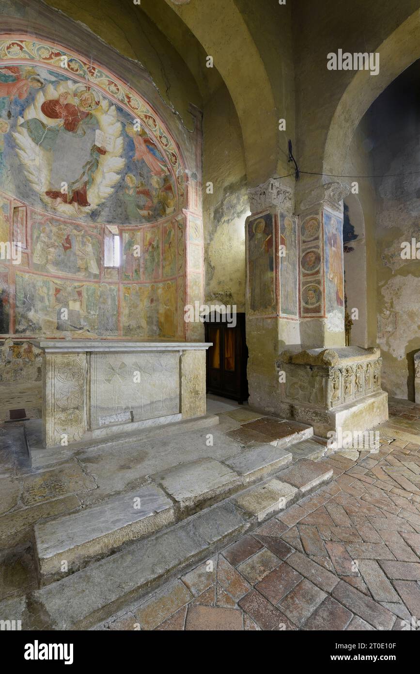 Ferentillo (Umbria - Tr), abbey of San Pietro in Valle. Church interior ...