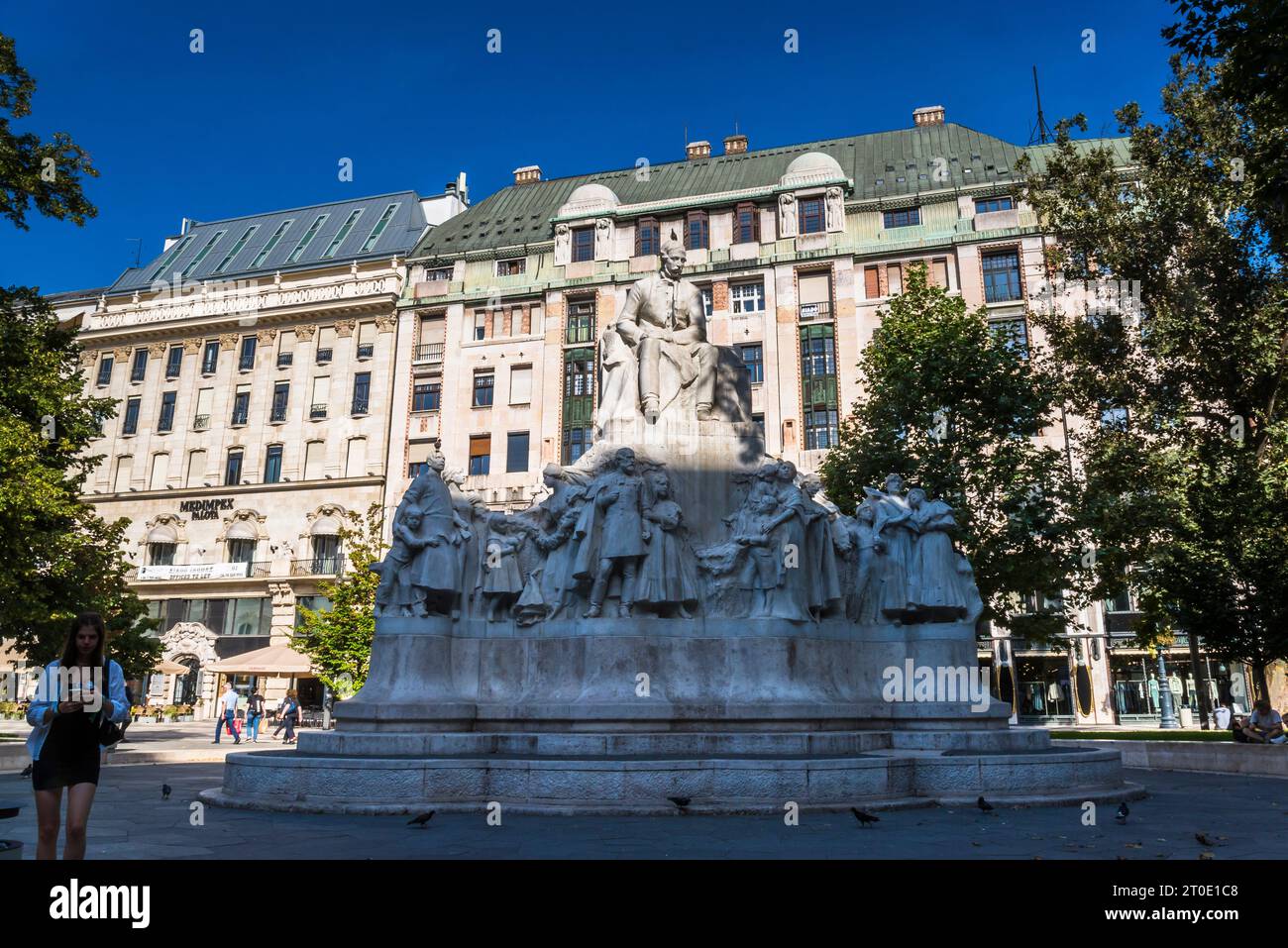 Statue of Mihály Vörösmarty, a romantic poet of the Reform Era ...