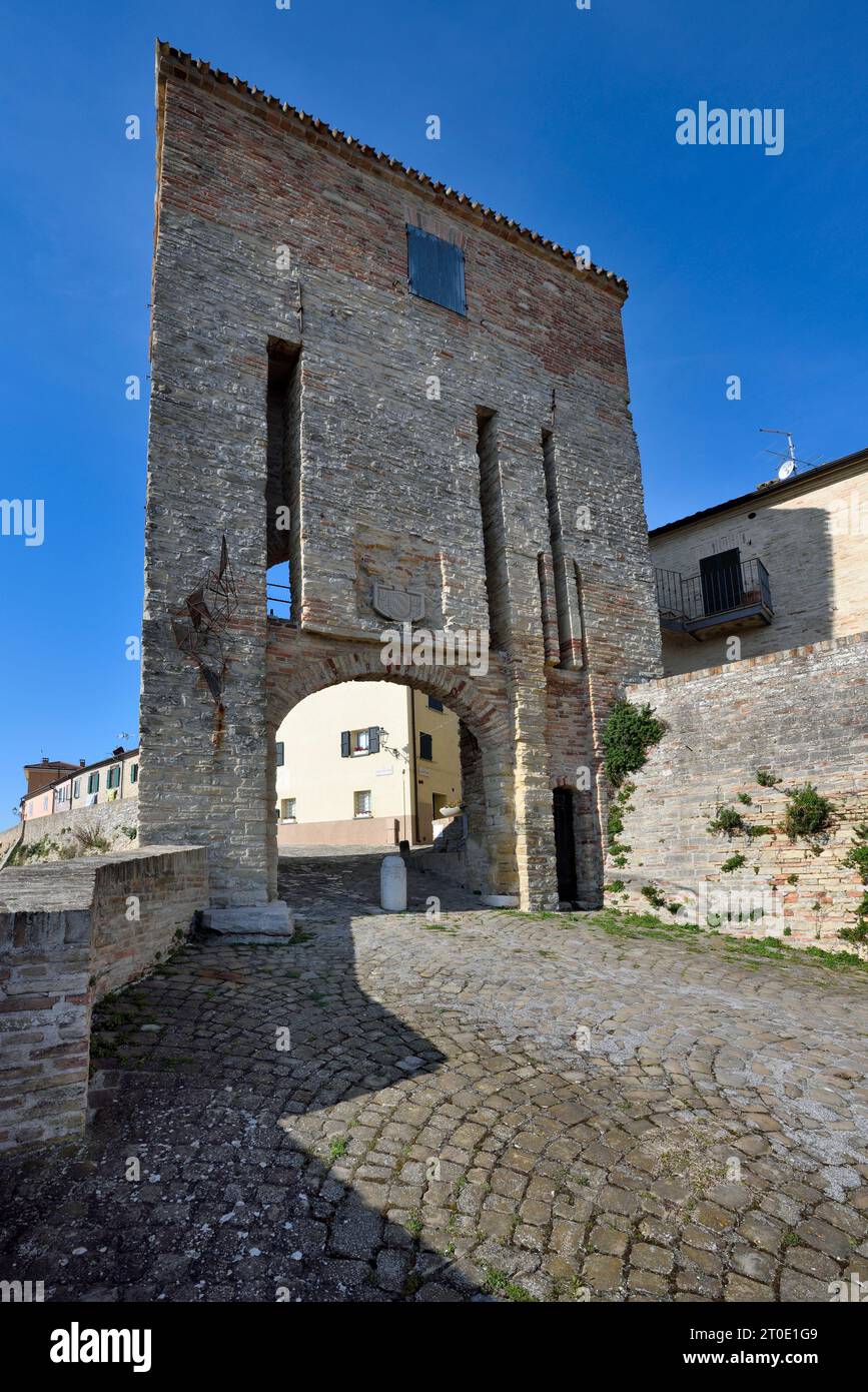 Novilara (fraction of Pesaro, Marche - Pu). Entrance to the medieval ...