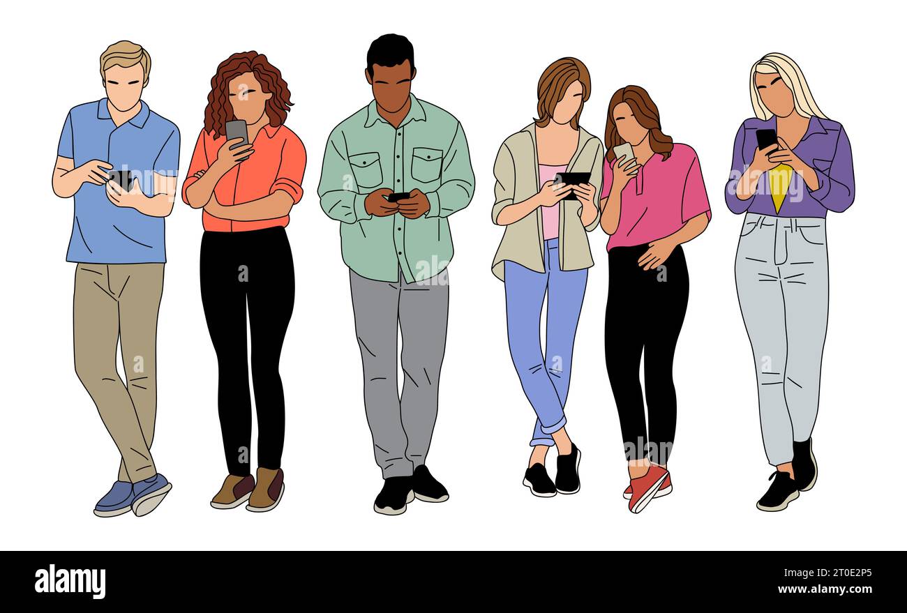 Technology people phones group Stock Vector Images - Alamy