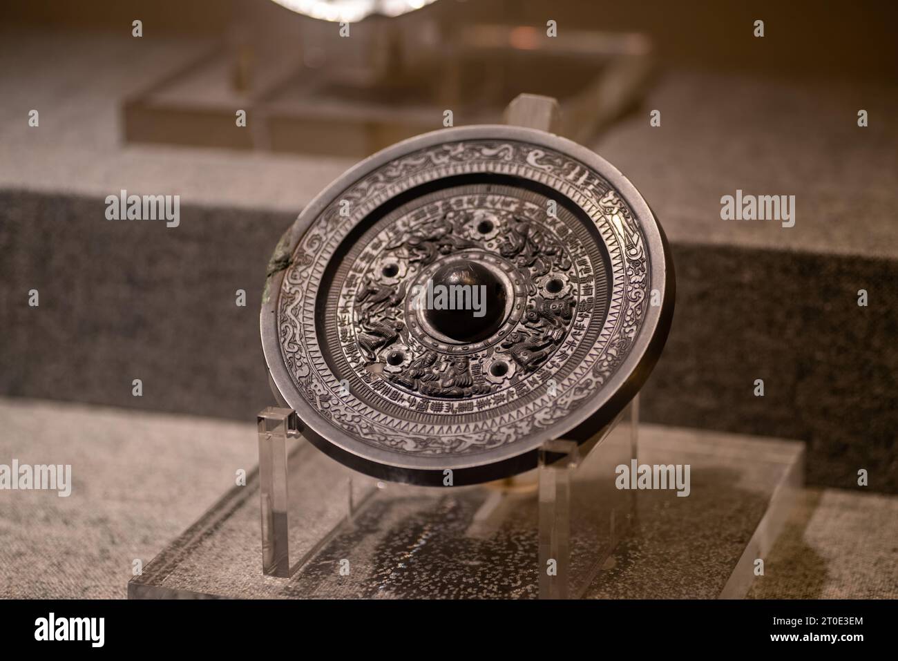 Ancient Chinese Tang Dynasty cultural relics in the museum, bronze ...