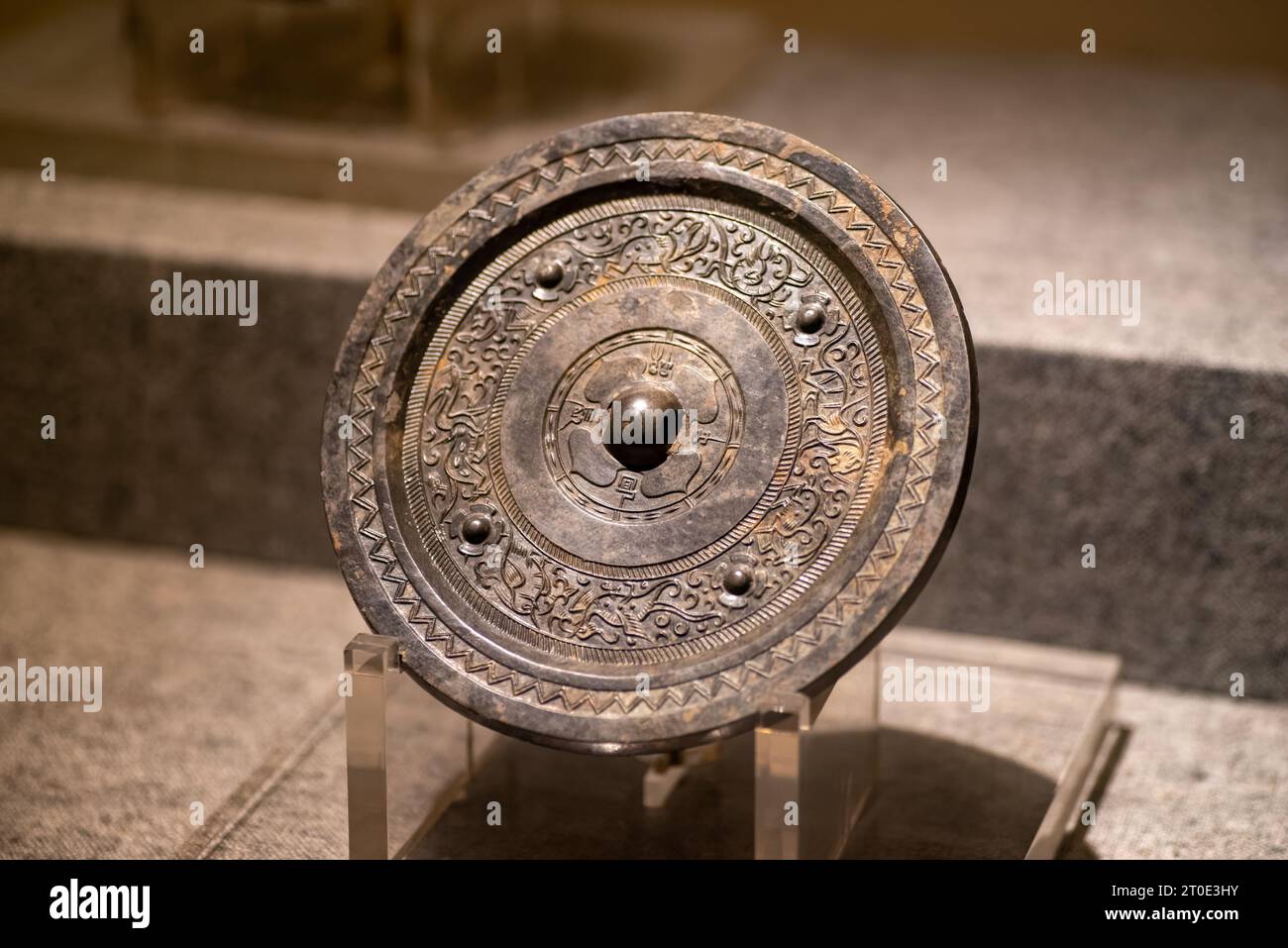 Ancient Chinese Tang Dynasty cultural relics in the museum, bronze ...