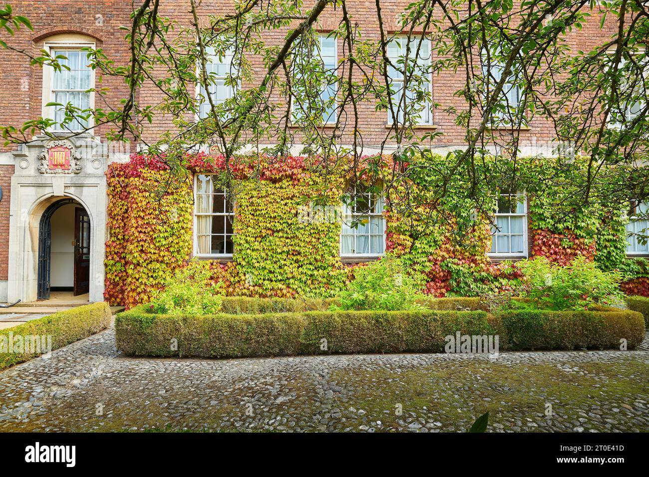 The colourful ivy clad wall of the Master's Lodge at the historic ...