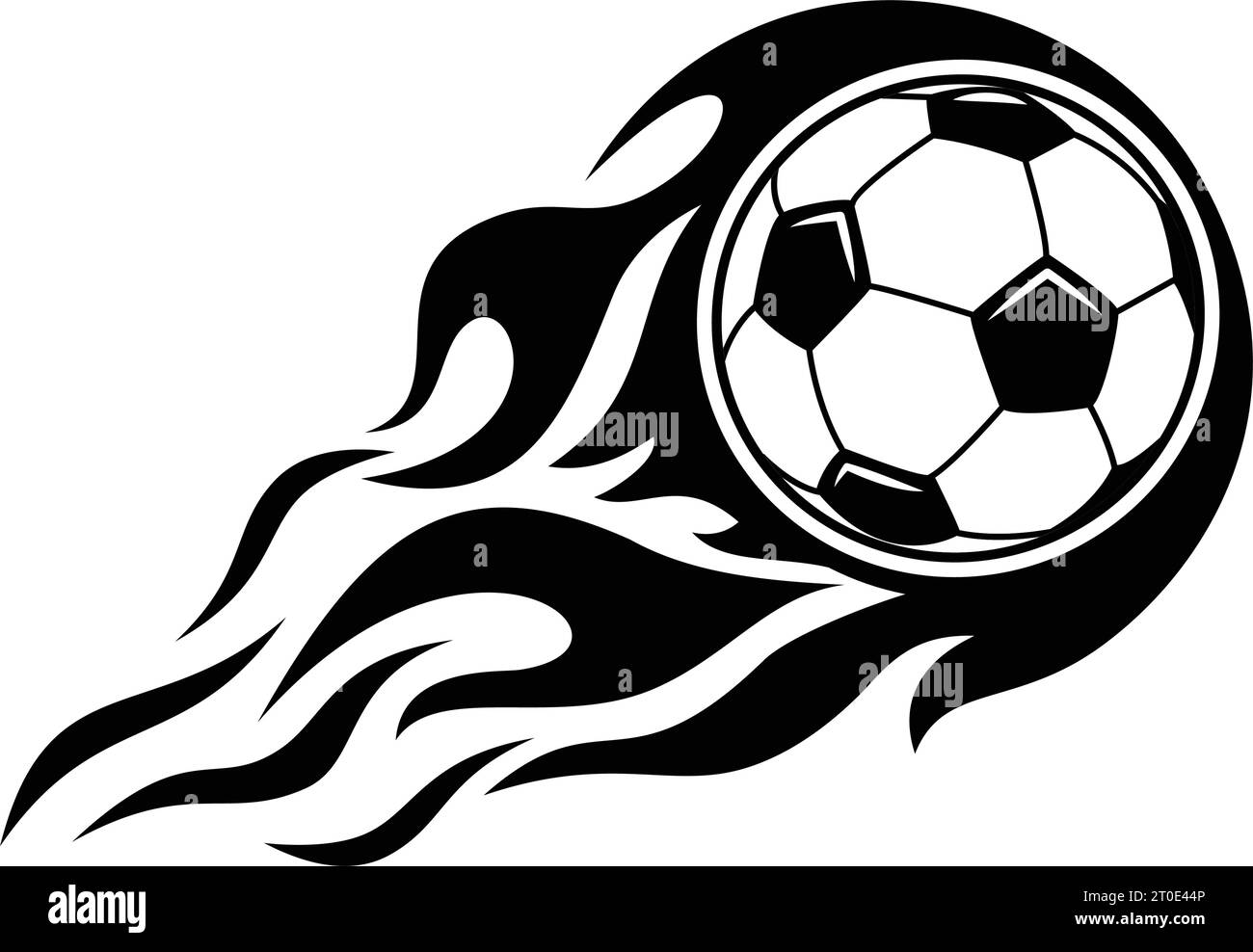 Flaming soccer football ball flies. Vector icon on transparent ...