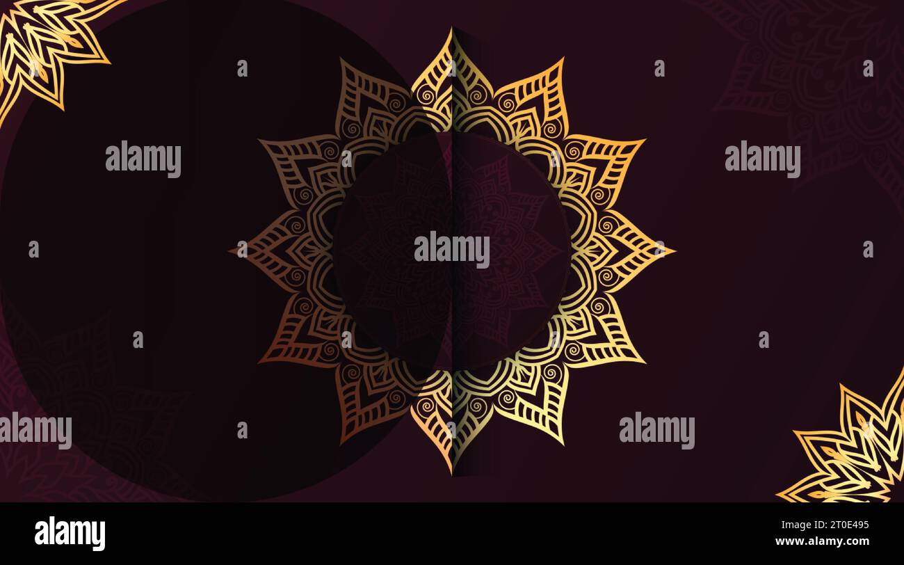 creative gradient red color with golden colors mandala background ...