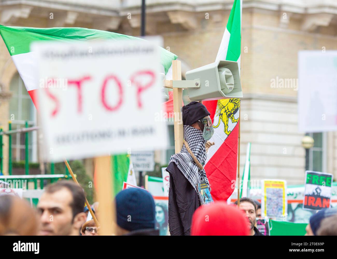Participants gather during a protest against the current Islamic regime ...