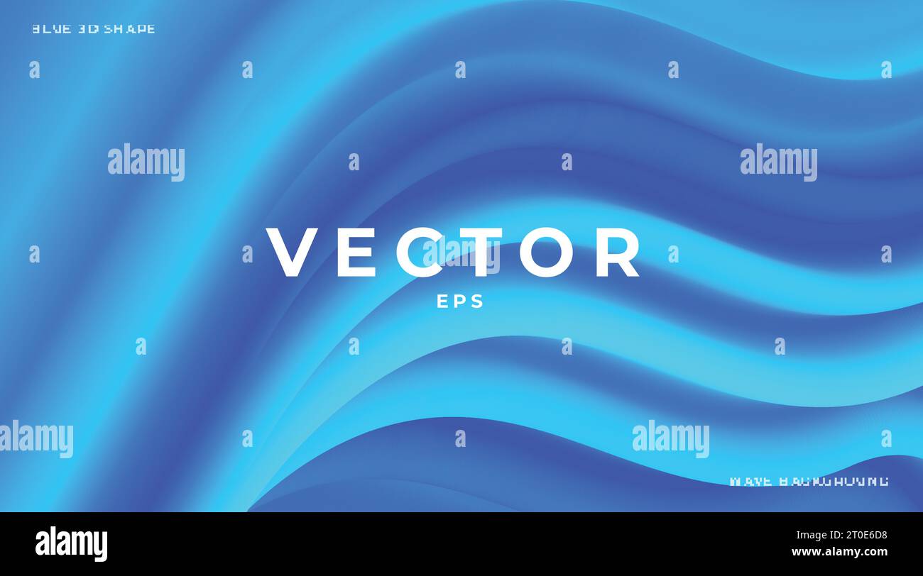 creative 3d abstract gradient blue color wavy style background design ...