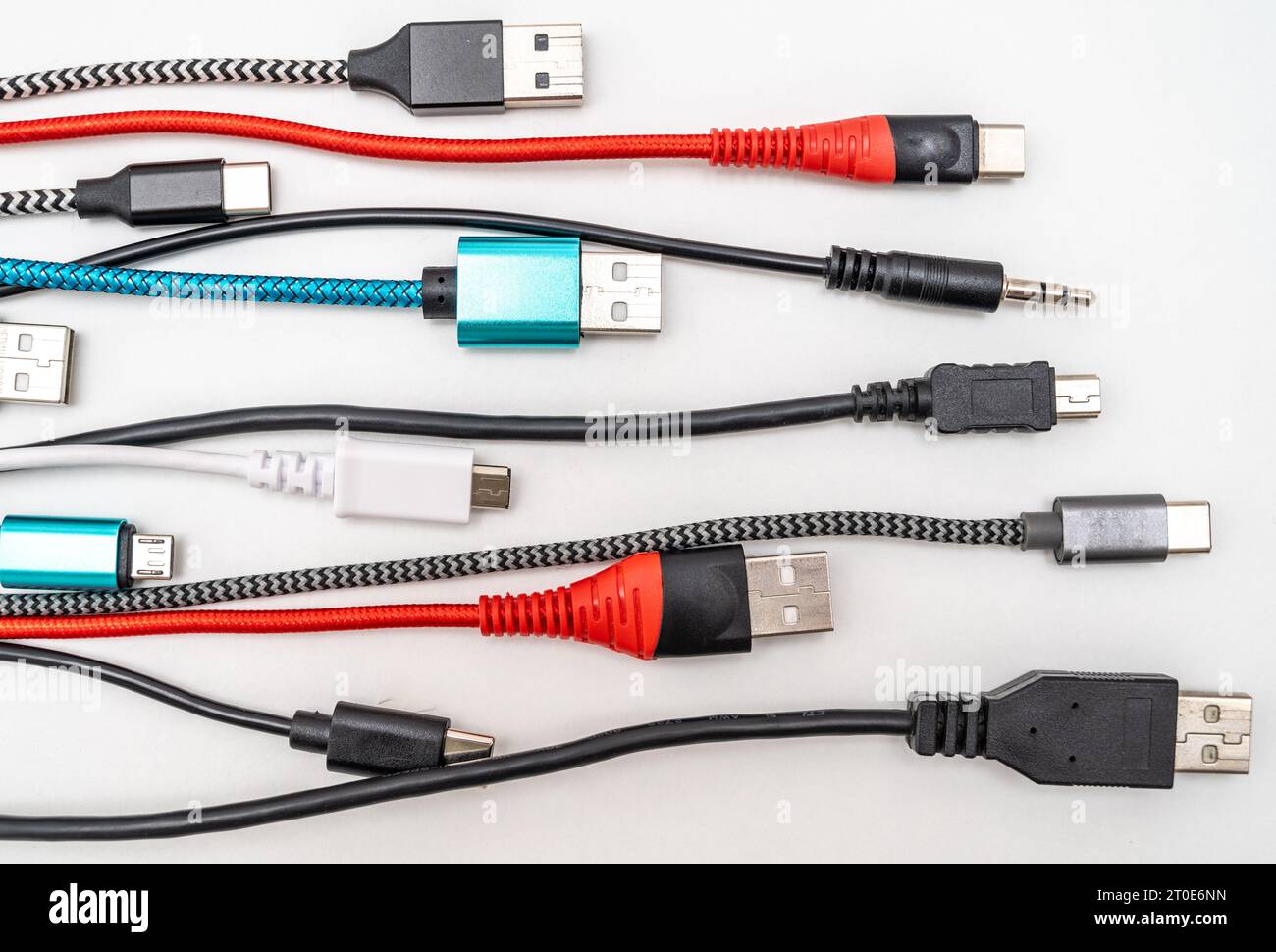 Various types of plugs and cables for audio, video, computer ...