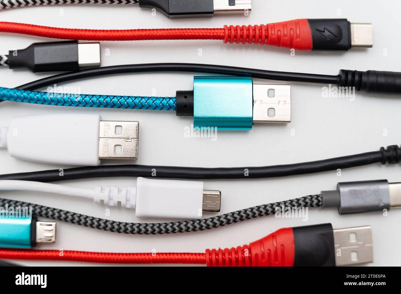 Various types of plugs and cables for audio, video, computer ...