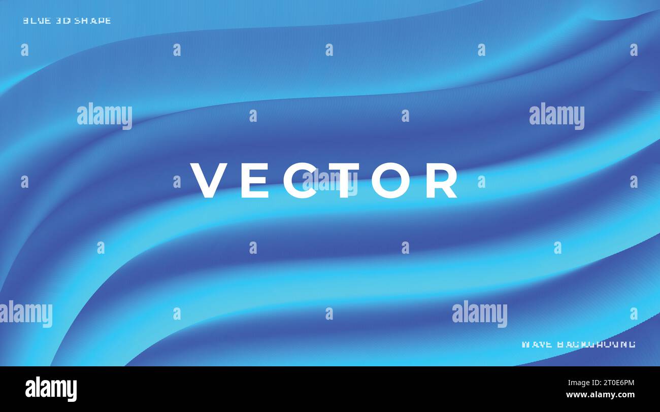 3d abstract gradient blue color wavy style background design template ...