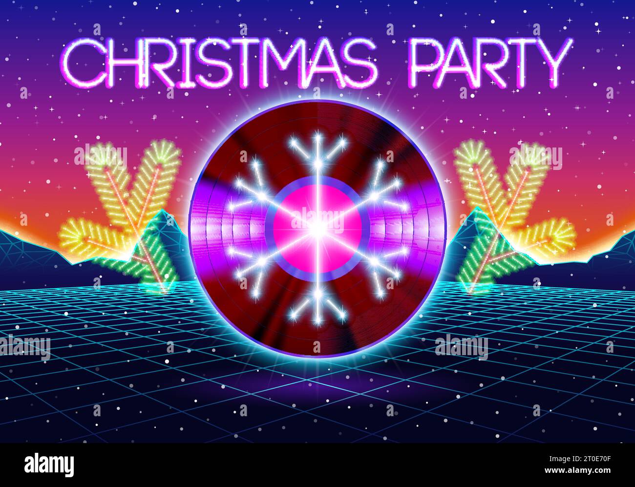 Christmas party invitation poster or flyer with vinyl lp for dj and ...
