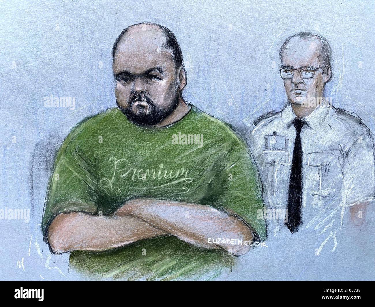 Court artist sketch by Elizabeth Cook of Gavin Plumb (left) appearing ...
