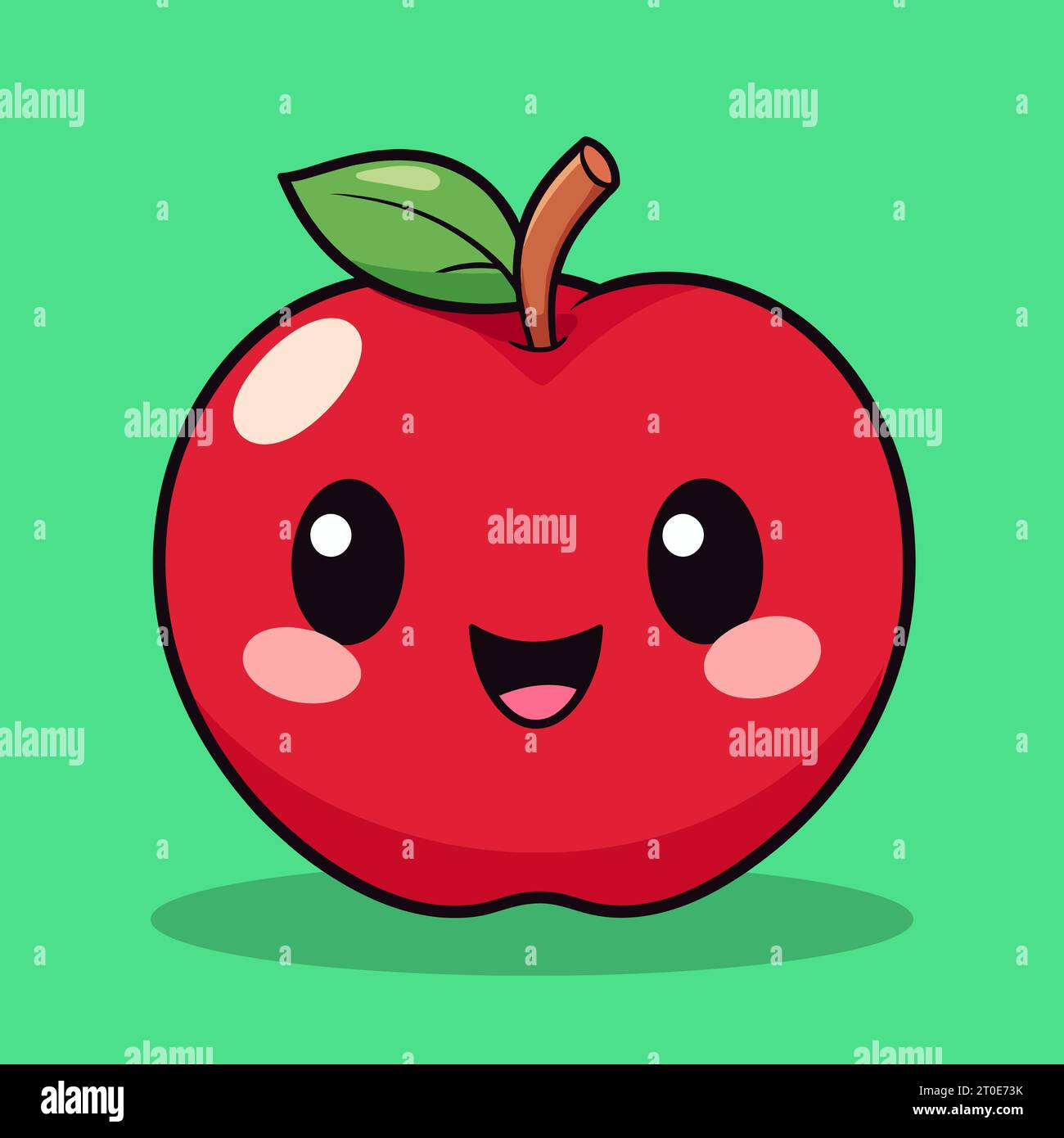 Charming Kawaii Apple Clipart - Sweet Fruit Illustration Stock Vector ...