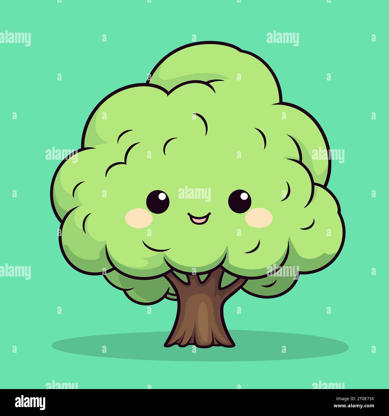 Charming Kawaii Tree Clipart - Adorable Nature Illustration Stock ...