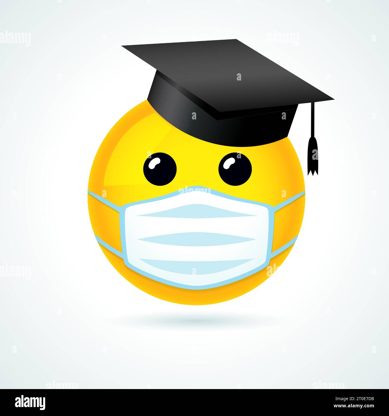 Emoji icon with academic cap and medical guard. Smiling yellow emoticon ...