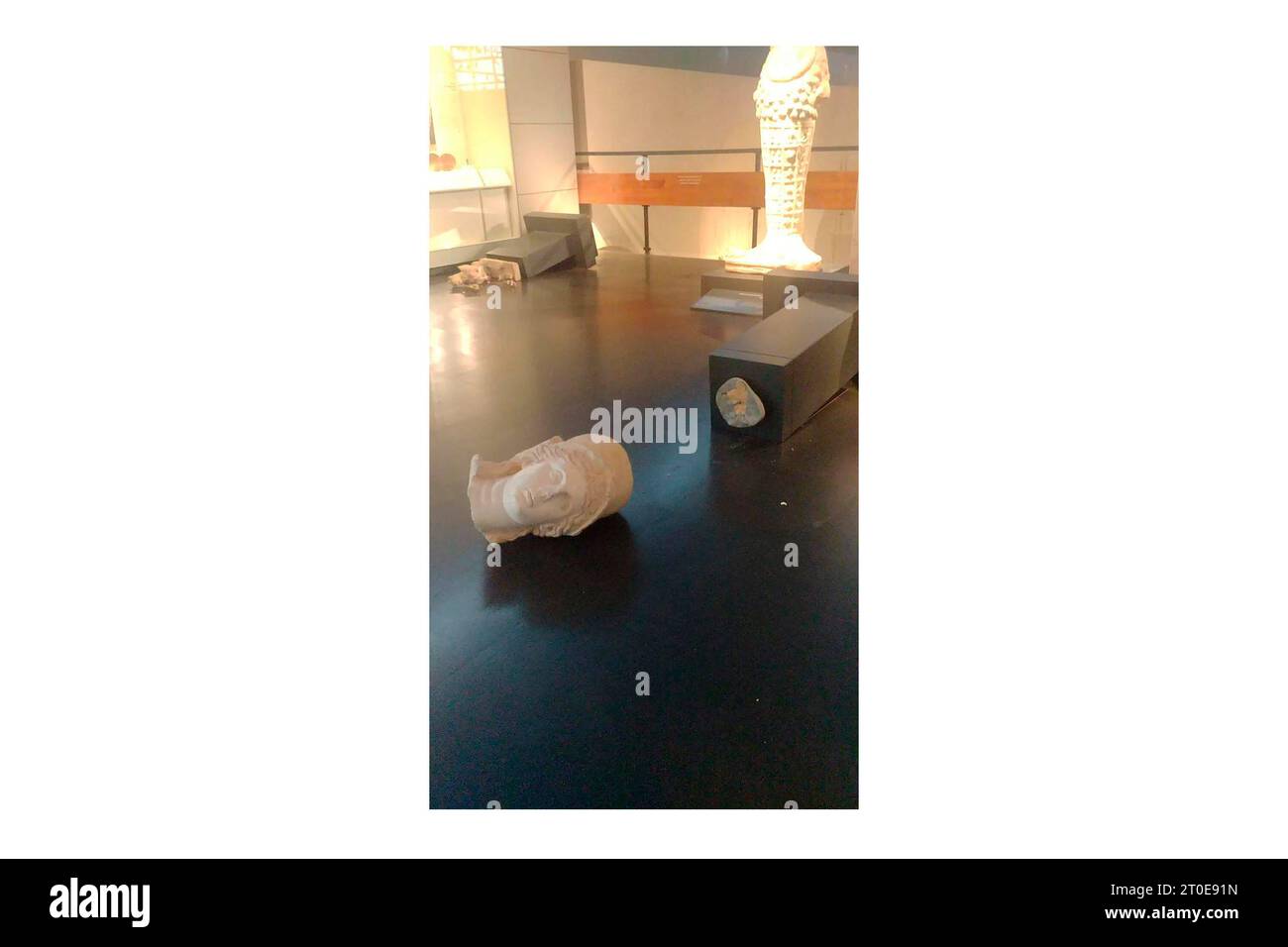 This image released by Israel Police shows two ancient Roman statues ...