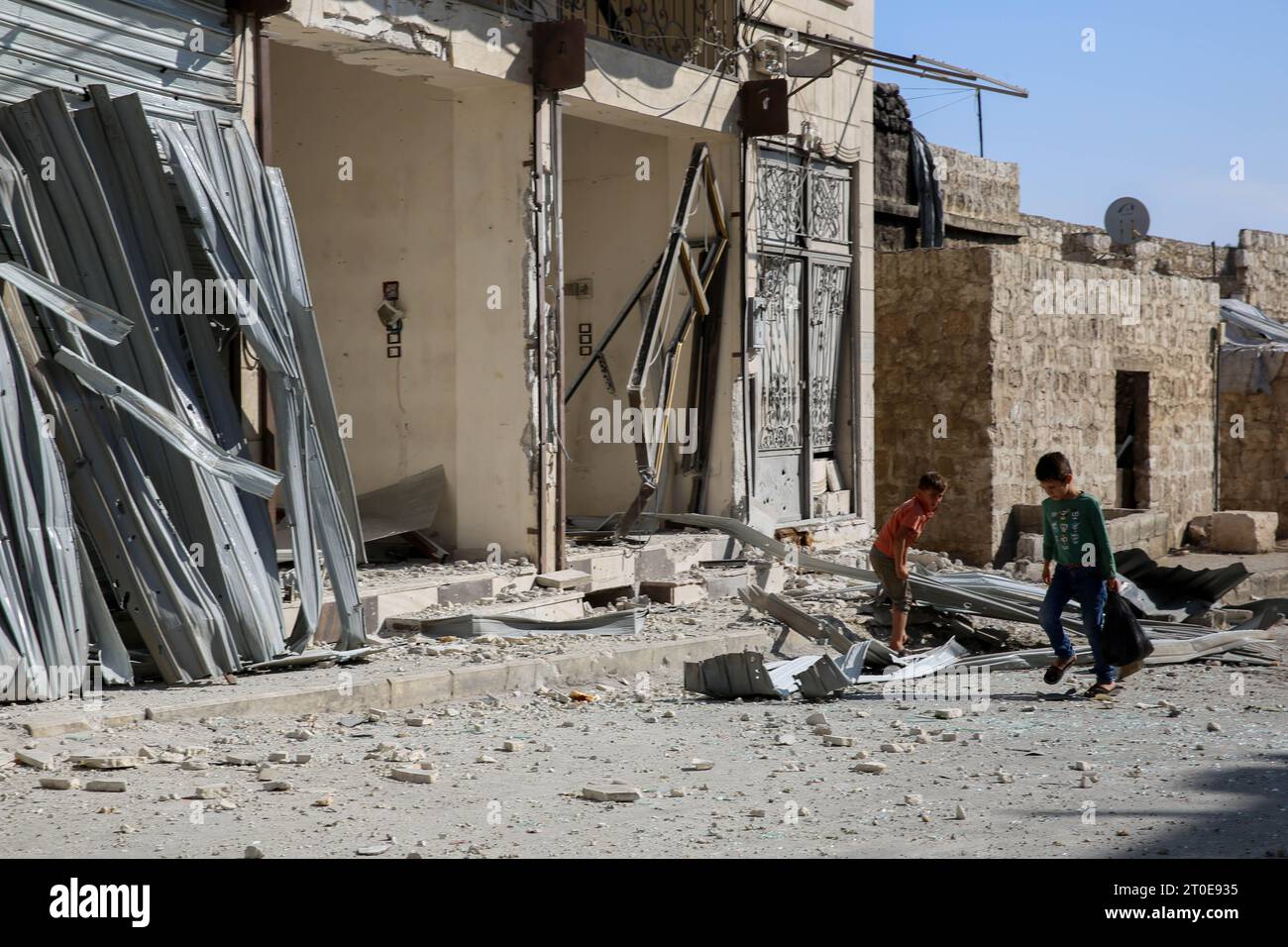 October 6, 2023: Aleppo, Syria. 06 October 2023. Debris and destruction ...