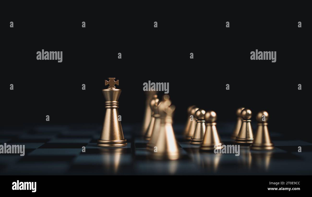 Gold and silver chess pieces in chess board game for business ...