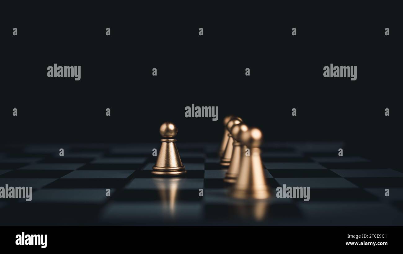 Gold and silver chess pieces in chess board game for business ...