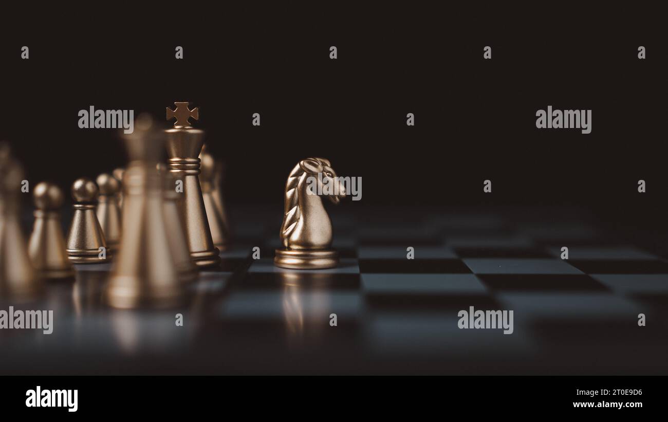 Gold and silver chess pieces in chess board game for business ...