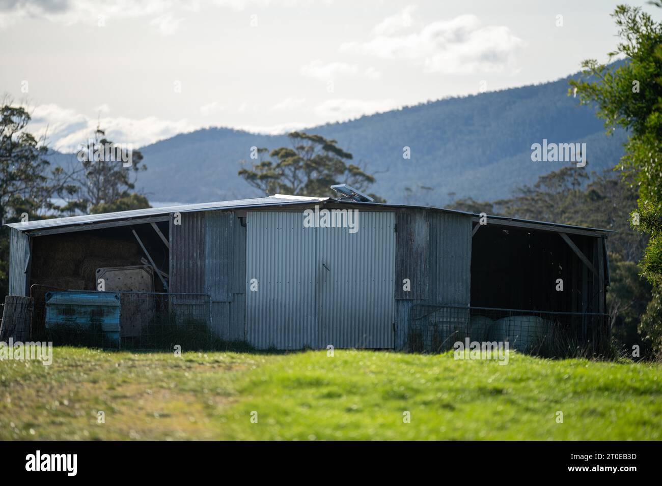 farm shed on a livestock farm. old hay shed Stock Photo - Alamy