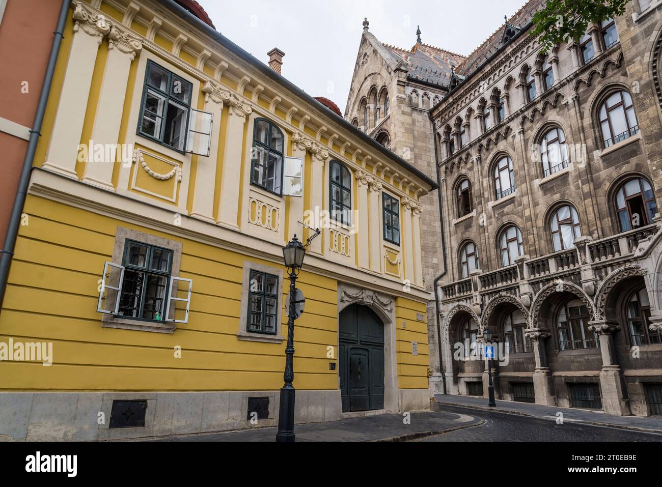 Historical House in Vienna Gate Square. Buda Castle District, Budapest ...