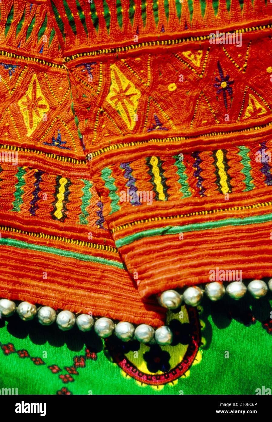 Saudi Arabia Colourful Bedouin Embroidery with Beaded Fringe Stock ...