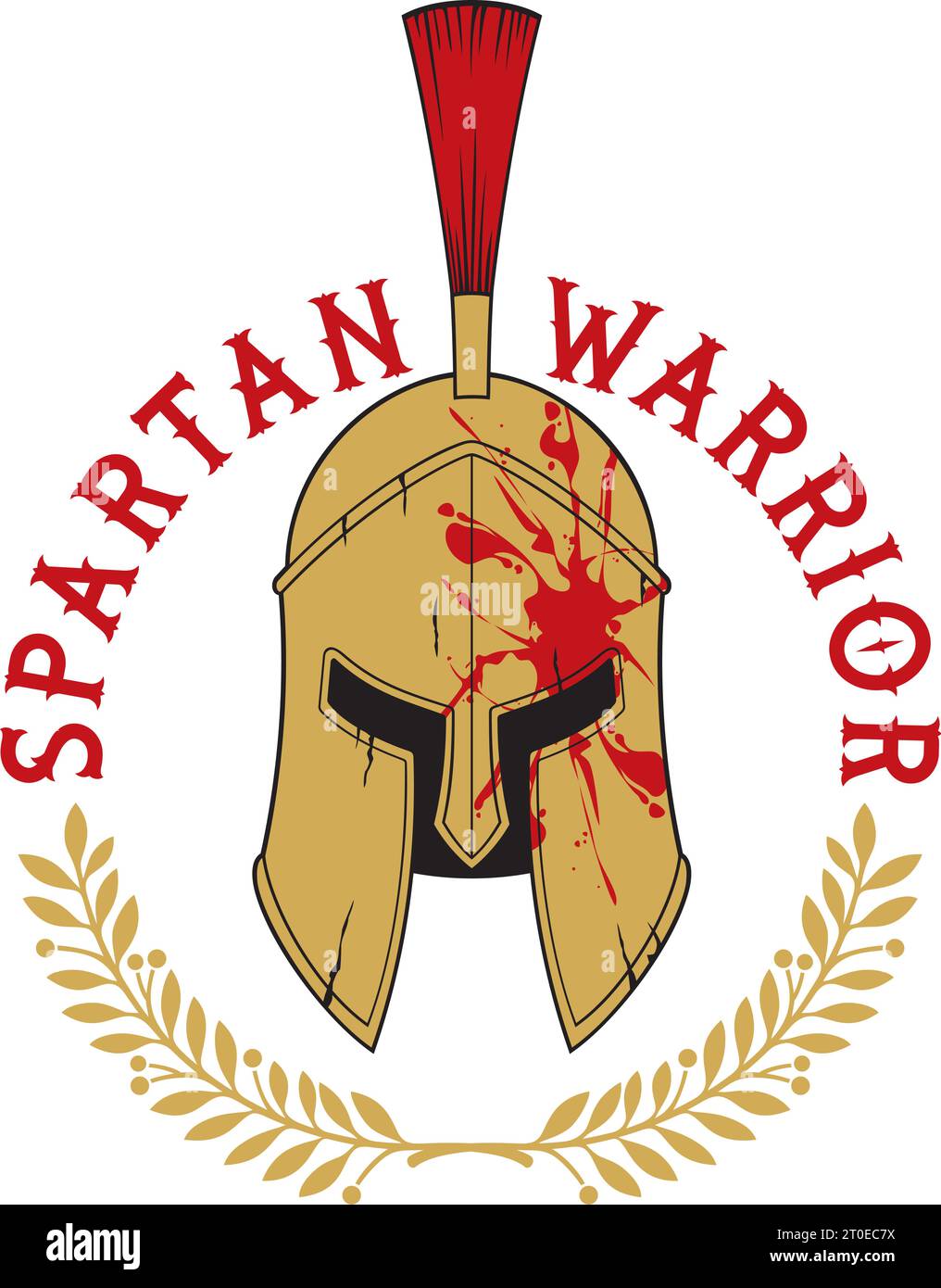 Ancient Spartan Helmet (Warrior) and Laurel Wreath Color. Vector ...
