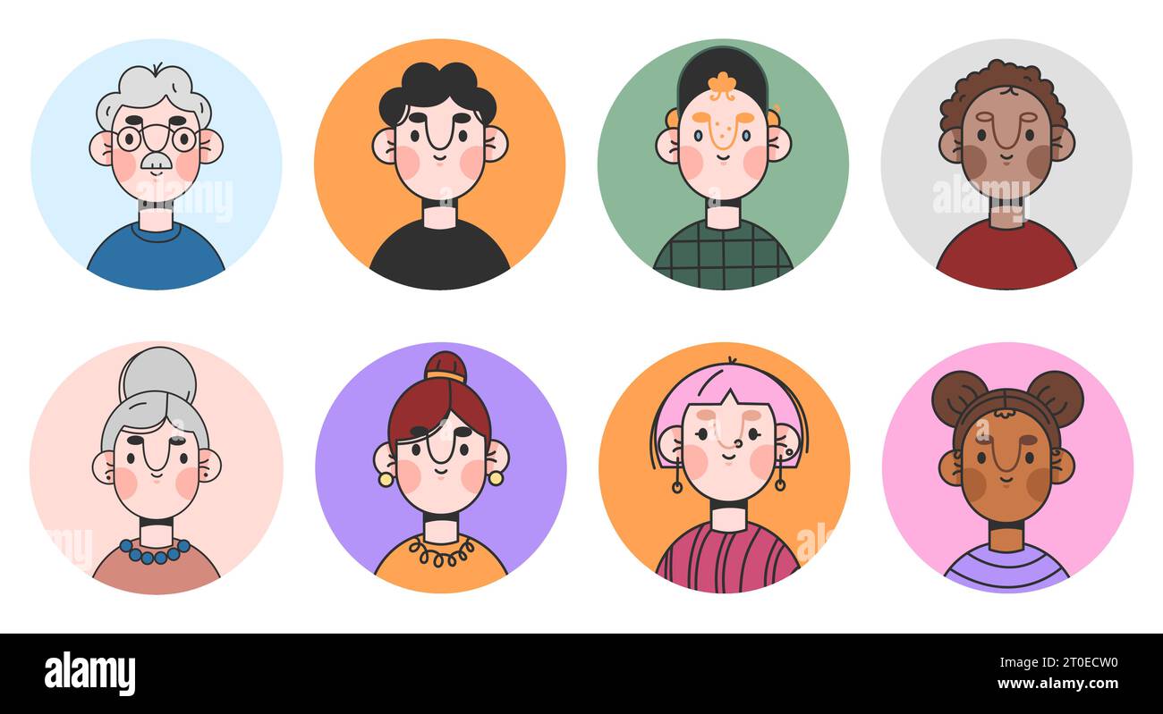 Group abstract people.Portraits different people Stock Vector Image ...