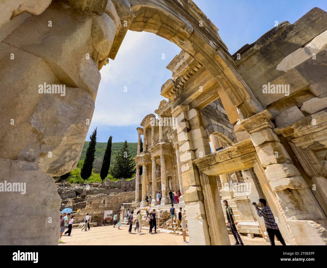 Ancient city of Ephesus, Celsus Library, Selcuk, Izmir, Turkey Stock ...