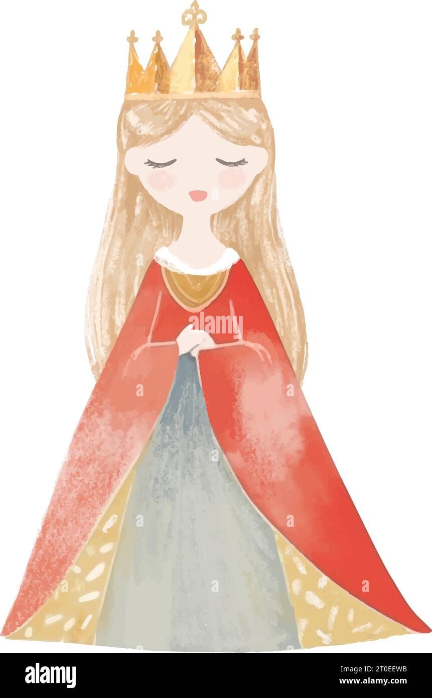 Cute little Medieval Princess, hand drawn illustration Stock Vector ...