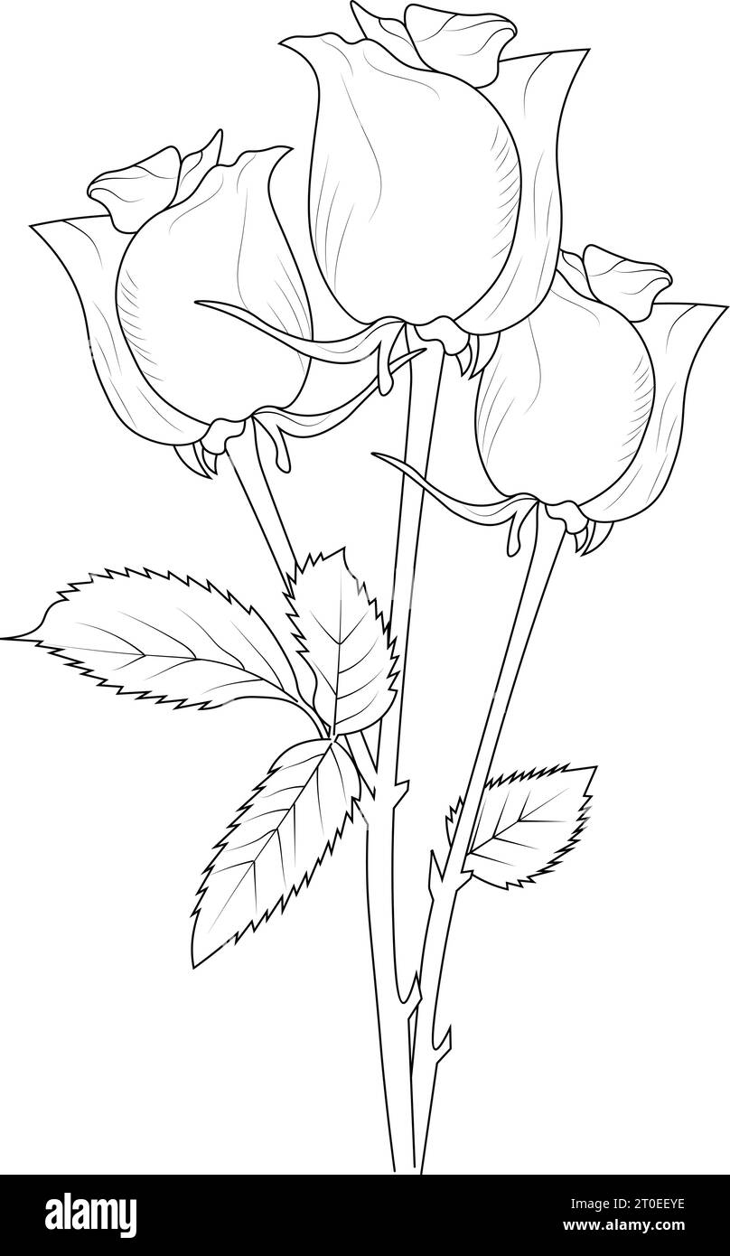 Simple Rose Outline Clipart