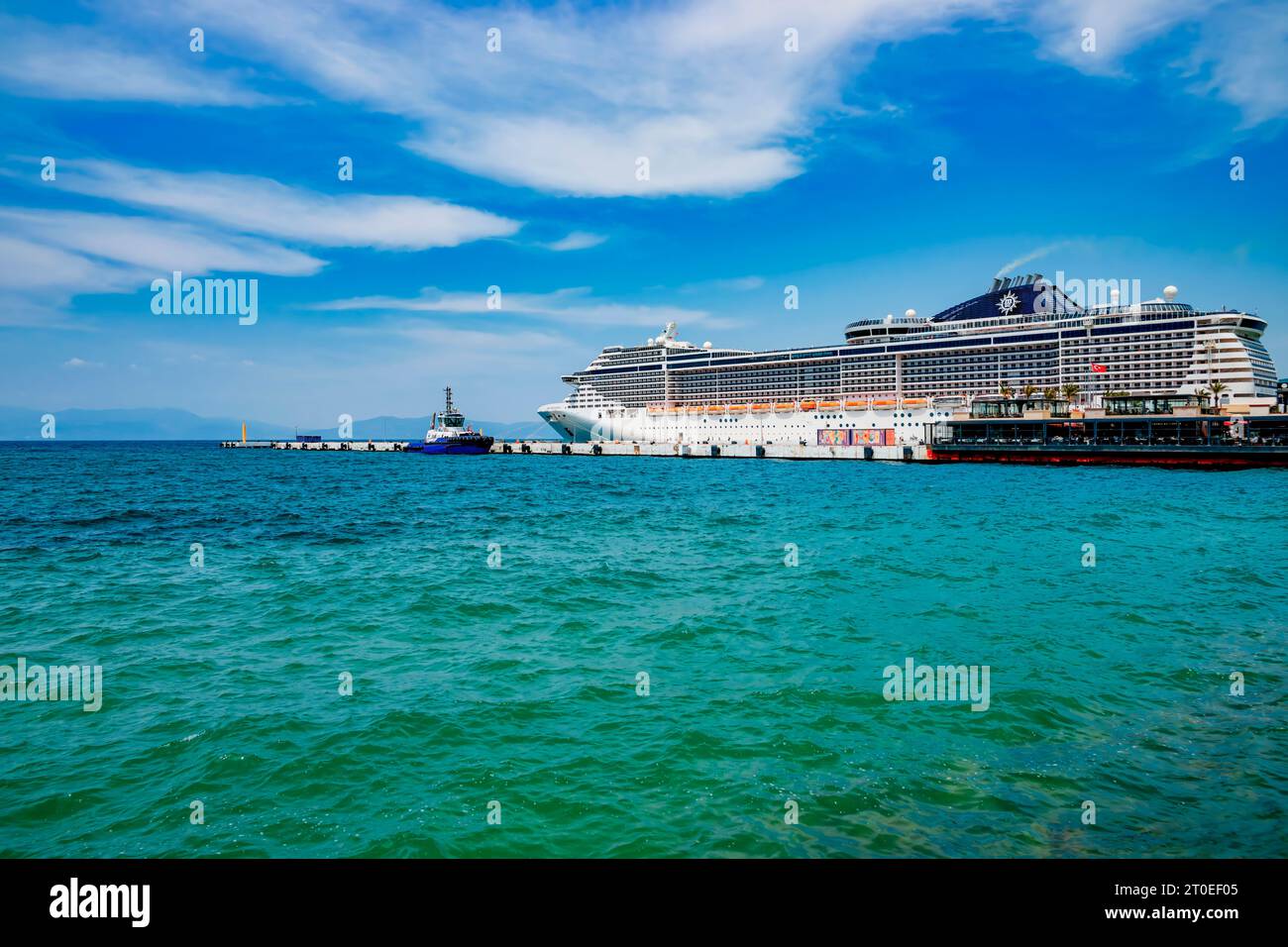 MSC cruise ship in the port of Kusadasi, Aydin, Turkey Stock Photo - Alamy