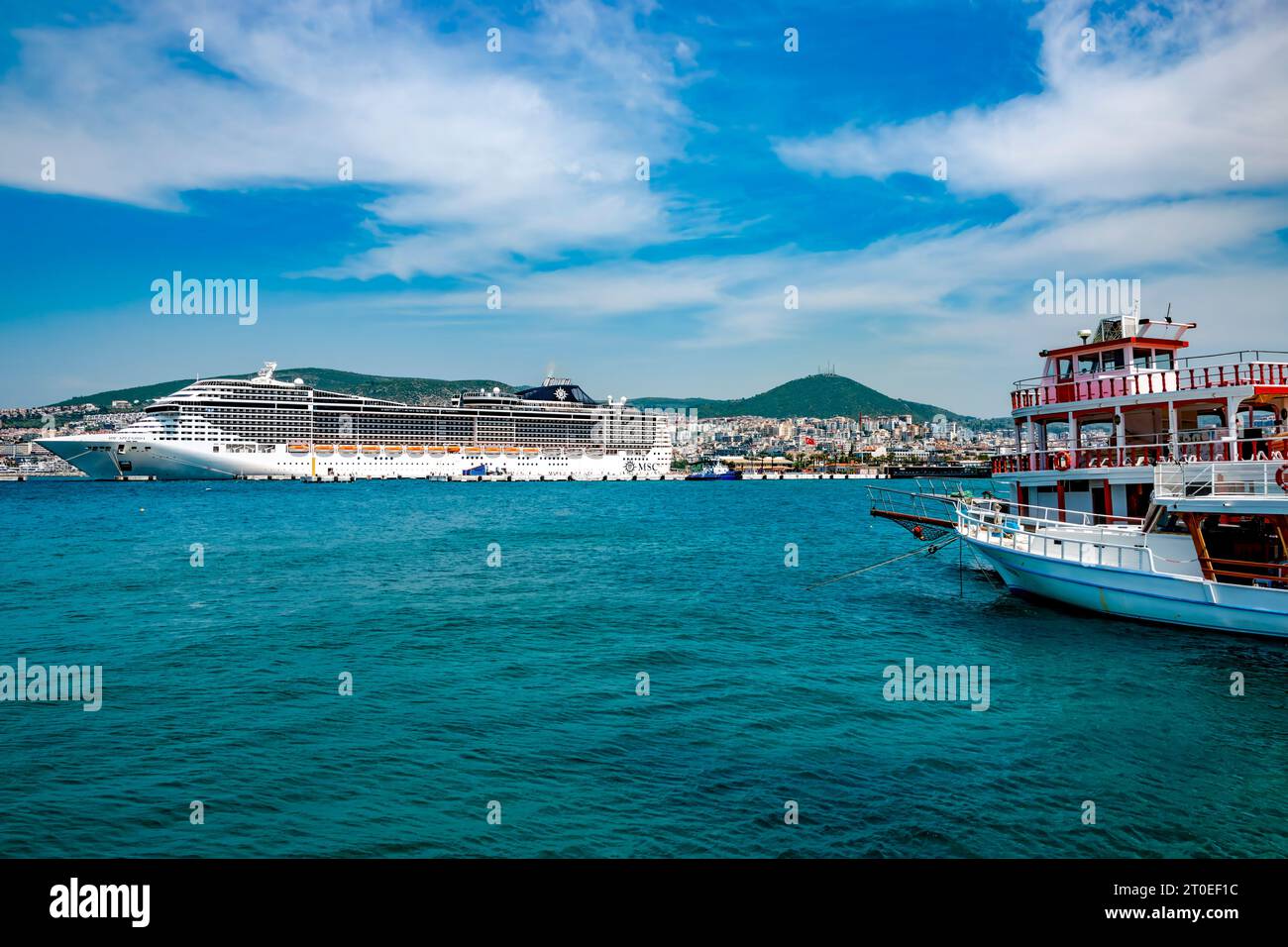 MSC cruise ship in the port of Kusadasi, Aydin, Turkey Stock Photo - Alamy