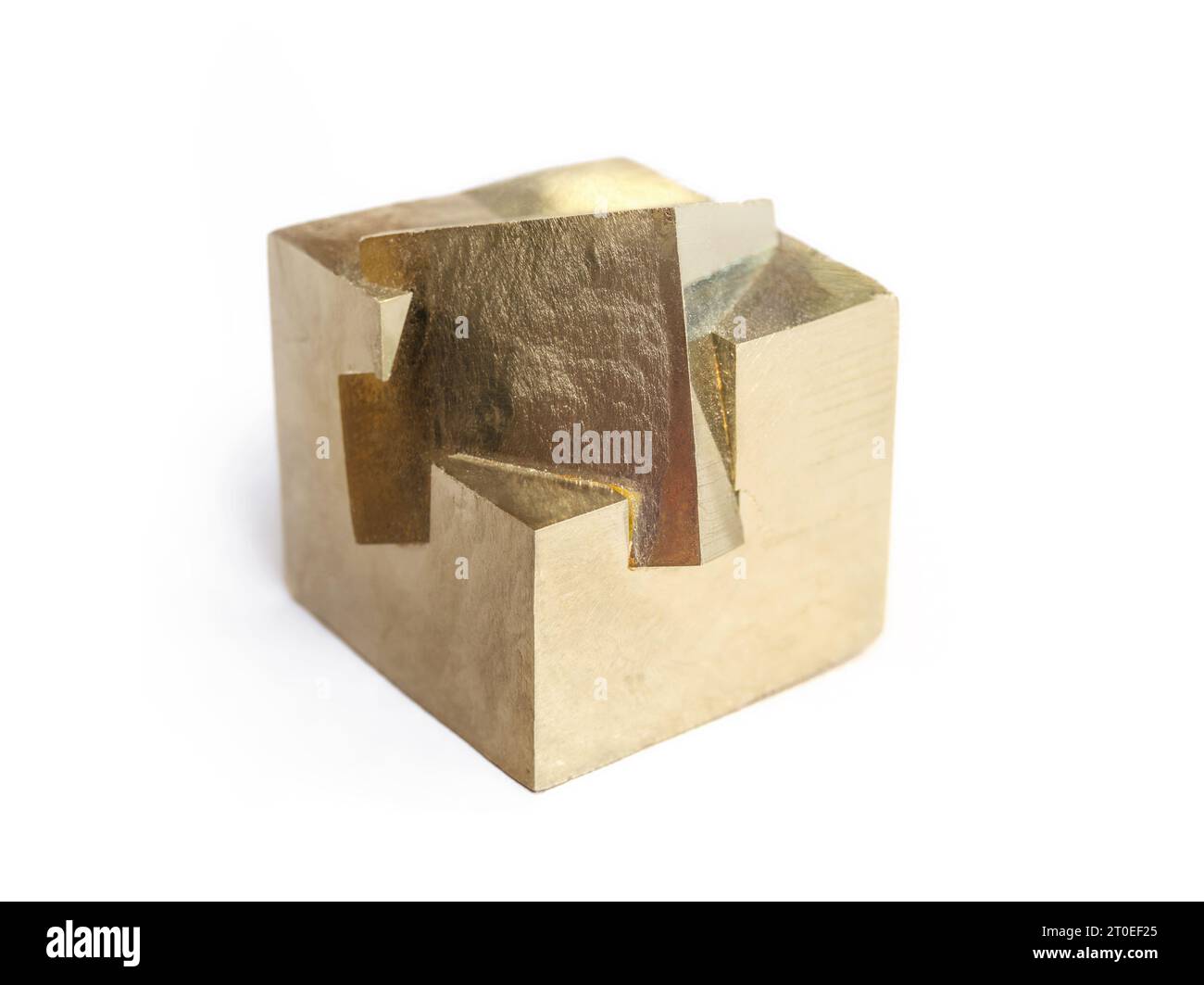 Isolated pyrite cube from Navajun, Spain. Golden geometric cubes ...