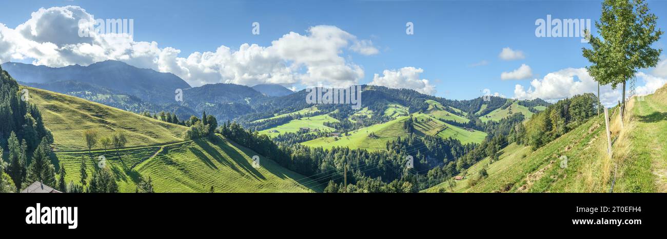 Idyllic mountain scenery in Switzerland. Beautiful panoramic view of ...
