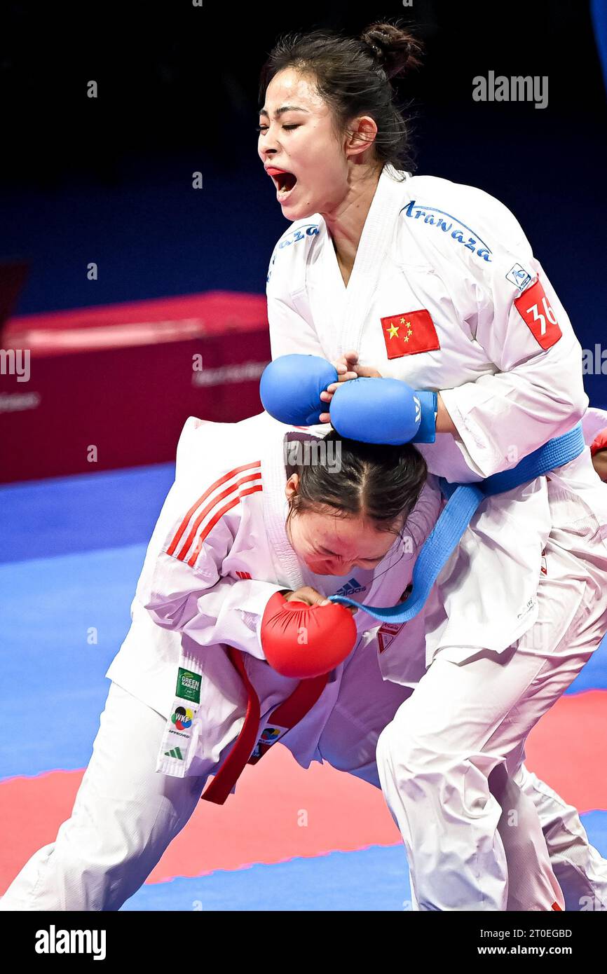 Hangzhou, China's Zhejiang Province. 6th Oct, 2023. Gong Li (R) of ...