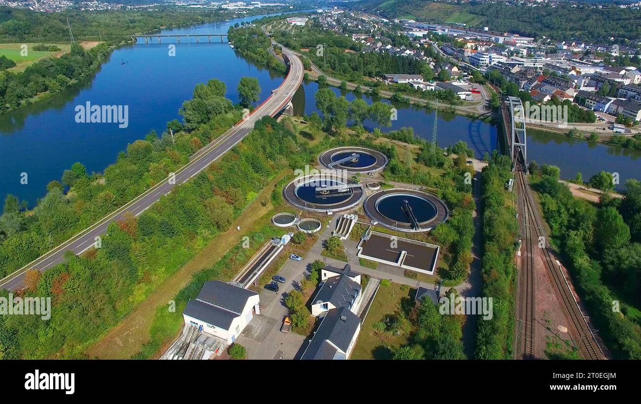 Wastewater treatment plant of the city of Konz, Saarmündung into the ...