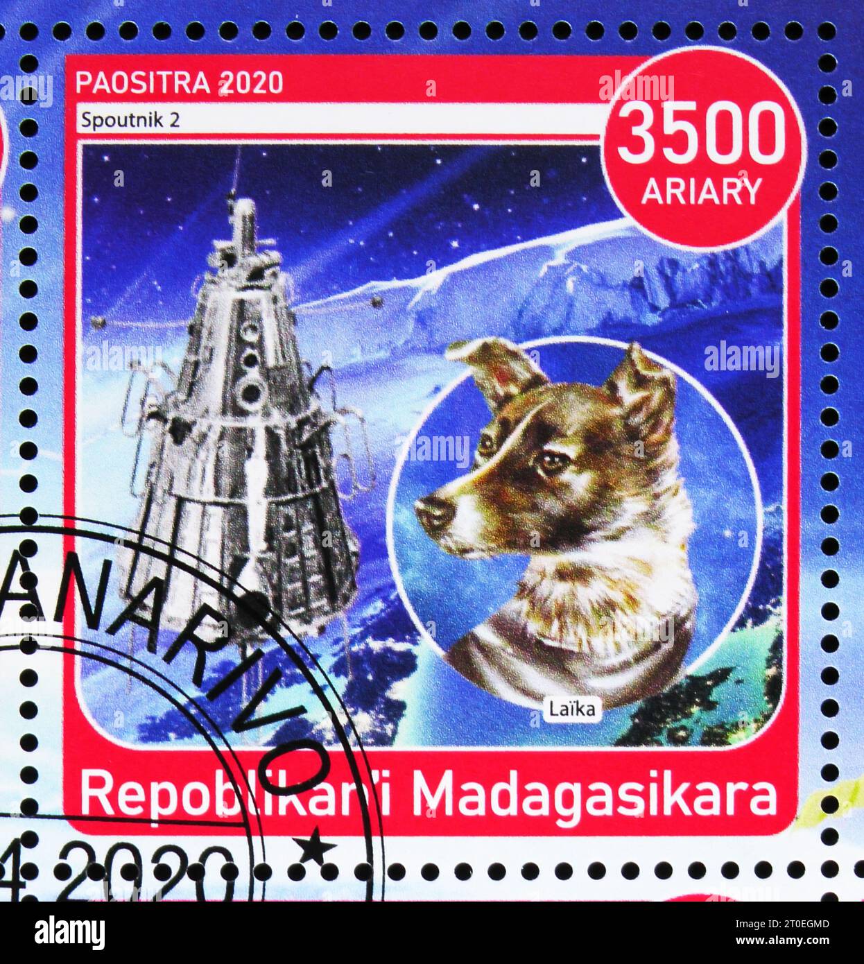 MOSCOW, RUSSIA - JULY 12, 2022: Postage stamp printed in Madagascar ...