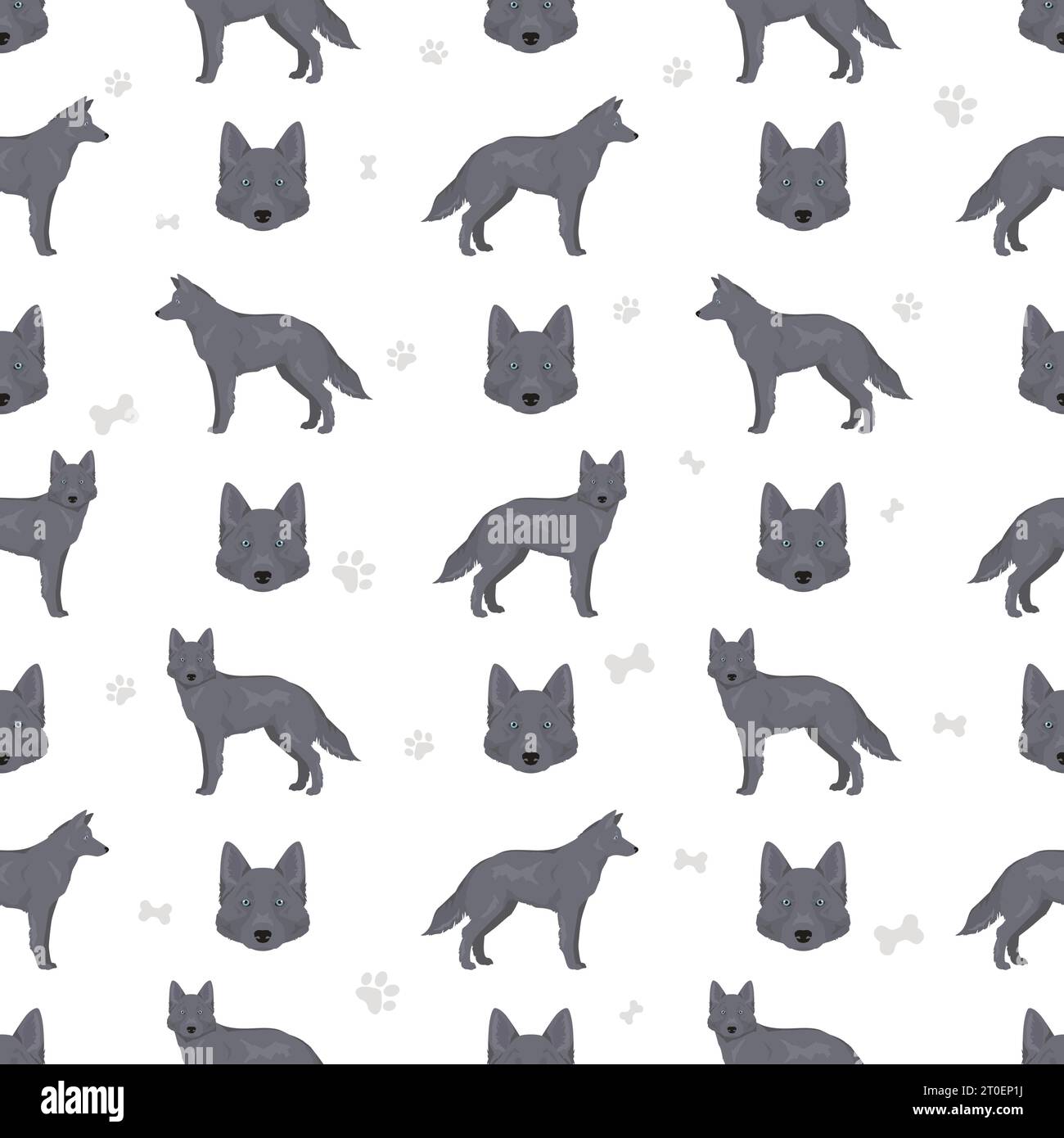 Blue Bay Shepherd seamless pattern. Blue Shepherd wolf dog mix ...