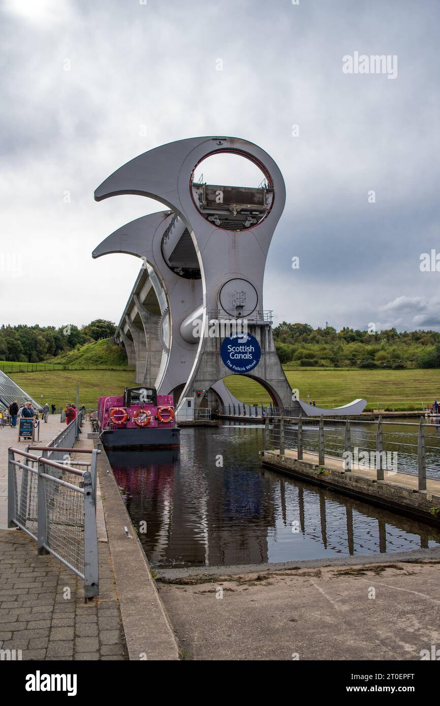 The Falkirk Wheel in Scotland, the world's only rotating canal boat ...