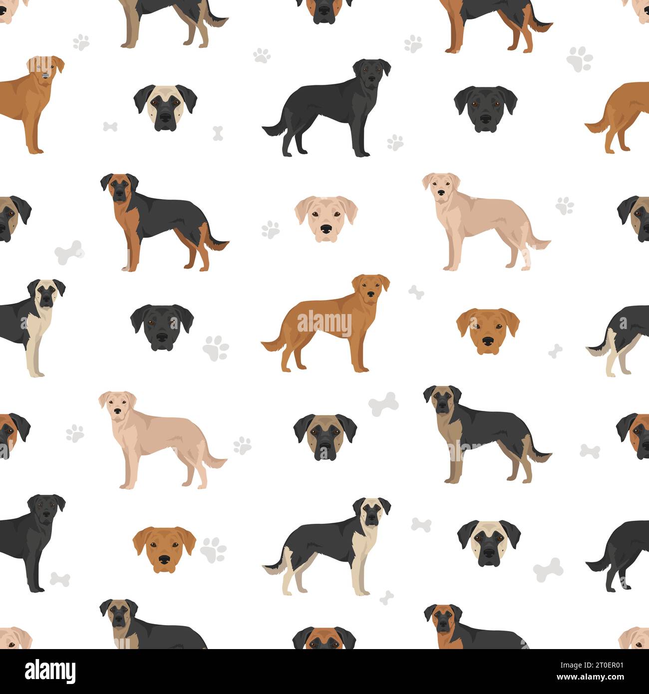 German Sheprador seamless pattern. German Shepherd Labrador retriever ...