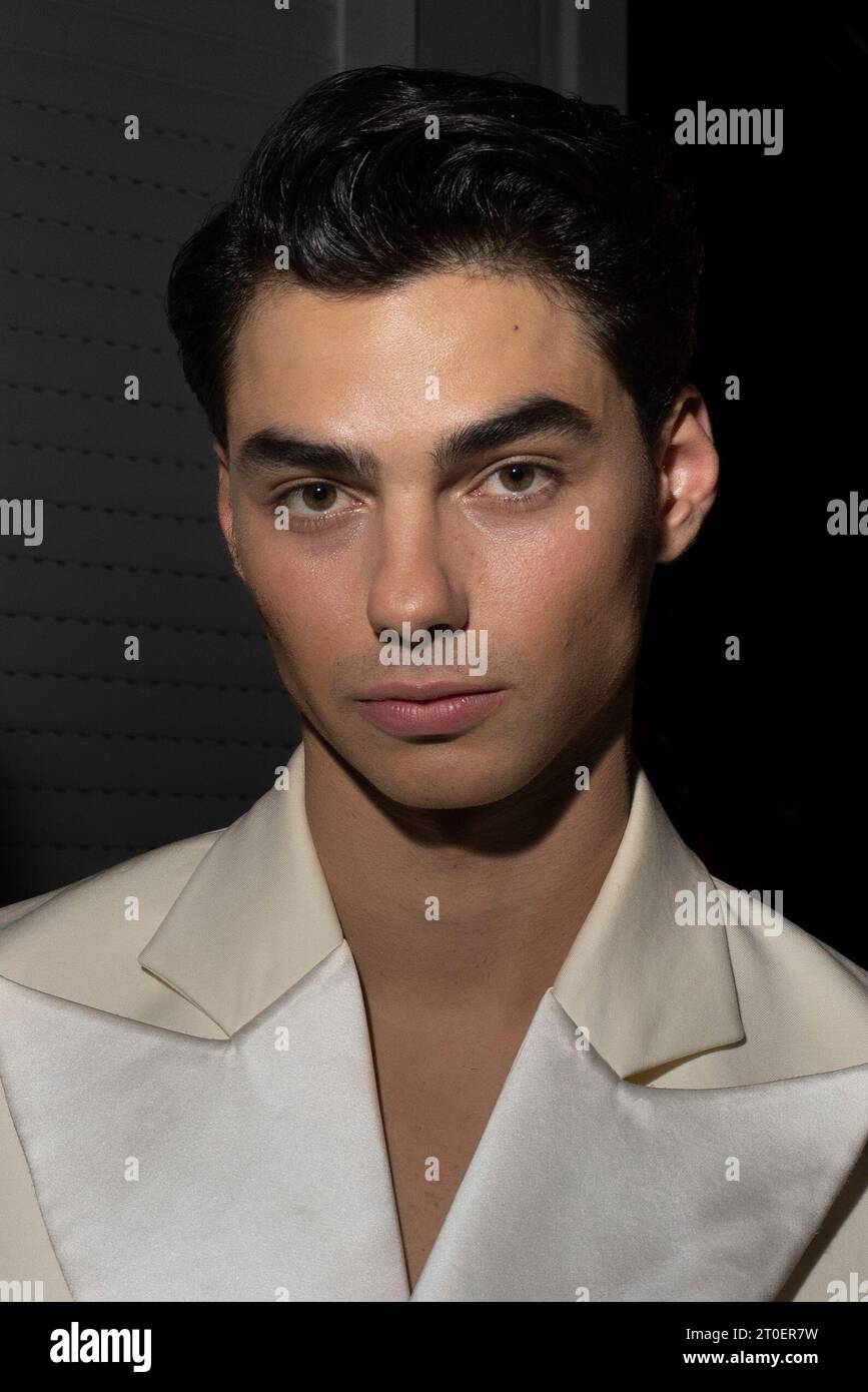 Jacob Rott backstage prior to the L'Oreal Spring/Summer 2024 womenswear ...